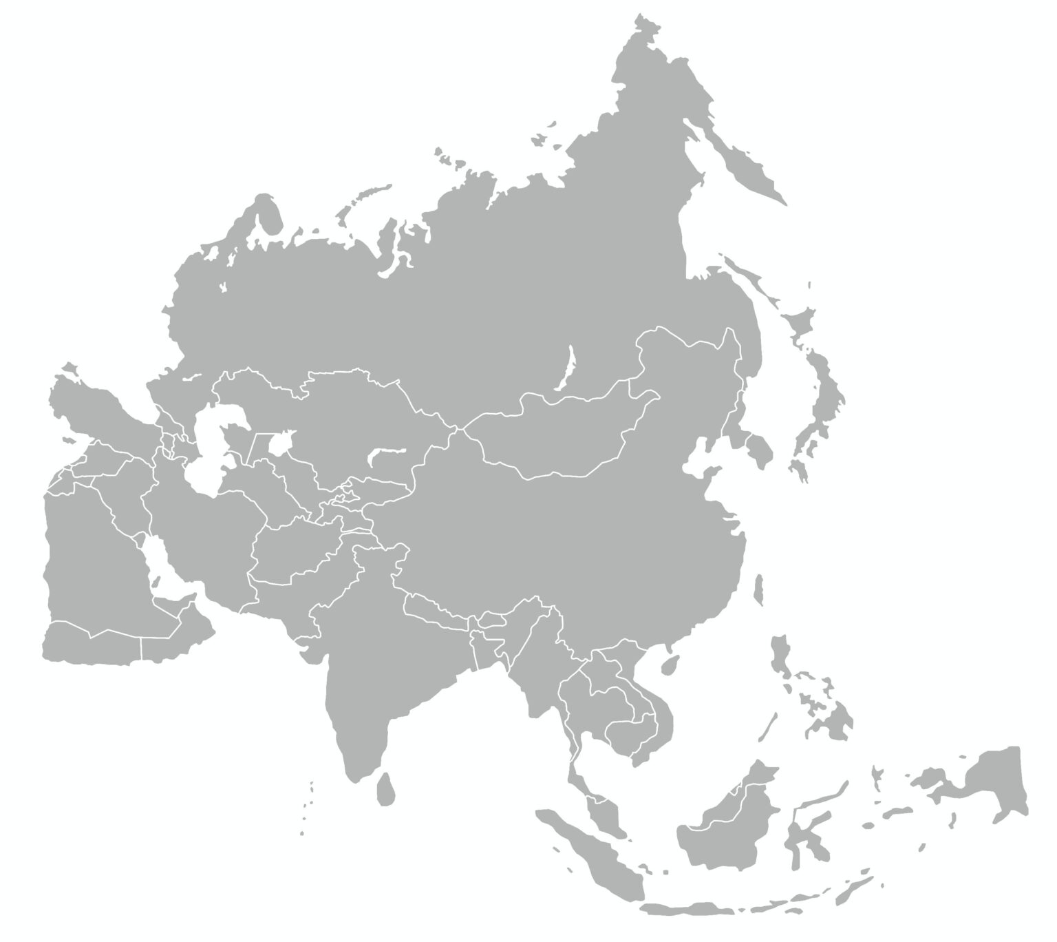 Mapy Asie – slepá, geografická. politická (ZDARMA ke stažení)