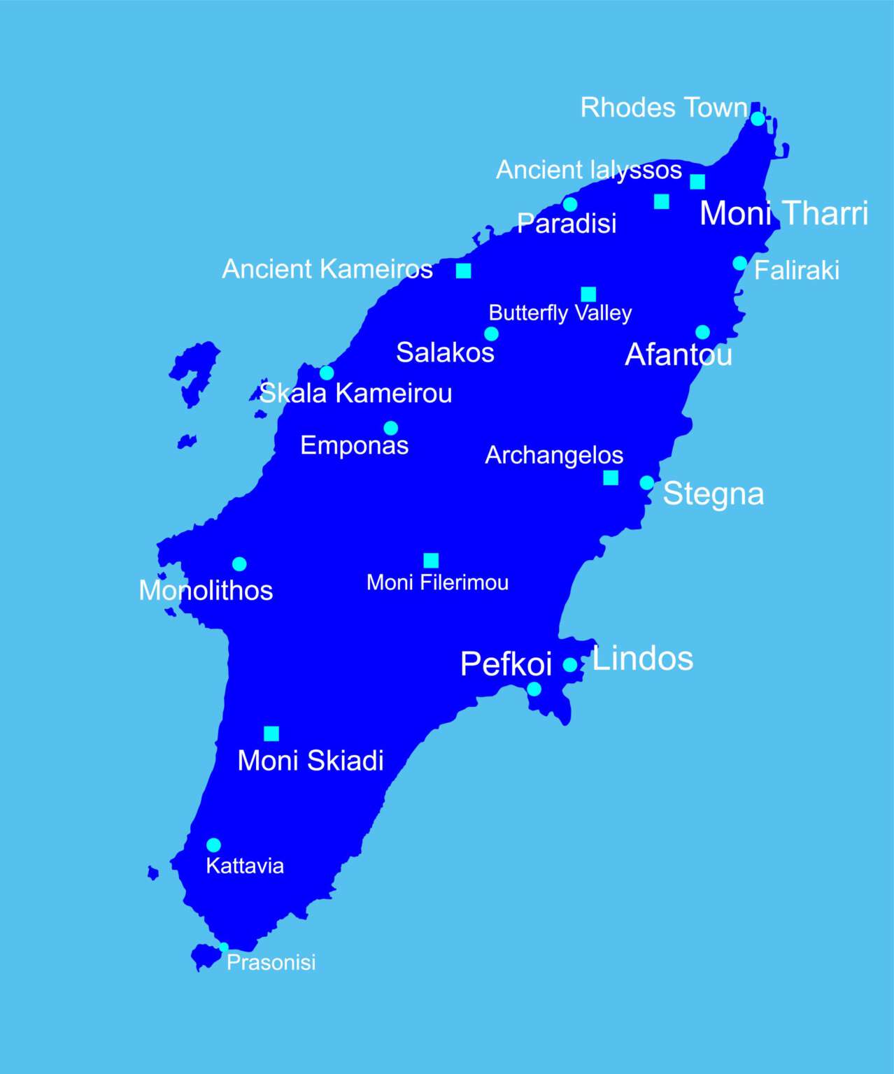 Rhodos mapa ke stažení – Mapy řeckého ostrova Rhodos