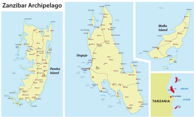 Zanzibar mapy ke stažení – Výběr hezkých map